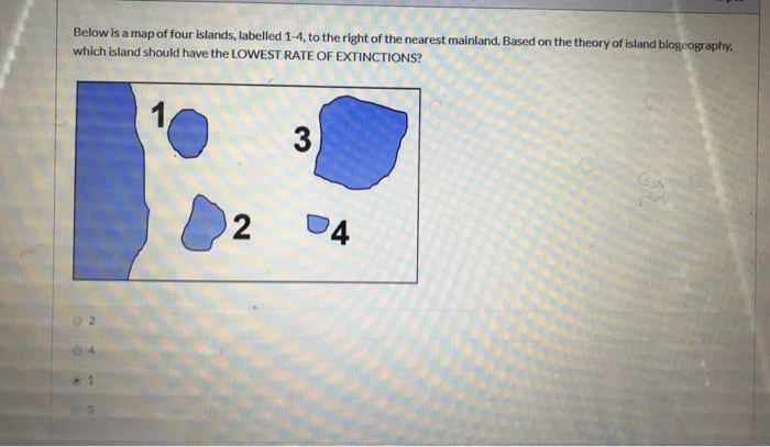 Solved Below is a map of four islands, labelled 1-4 to the | Chegg.com