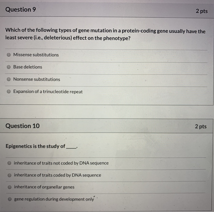 Solved Question 9 2 pts Which of the following types of gene | Chegg.com