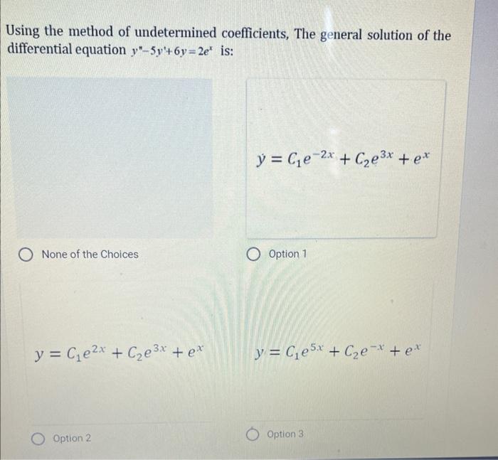 Solved Using the method of undetermined coefficients, The | Chegg.com