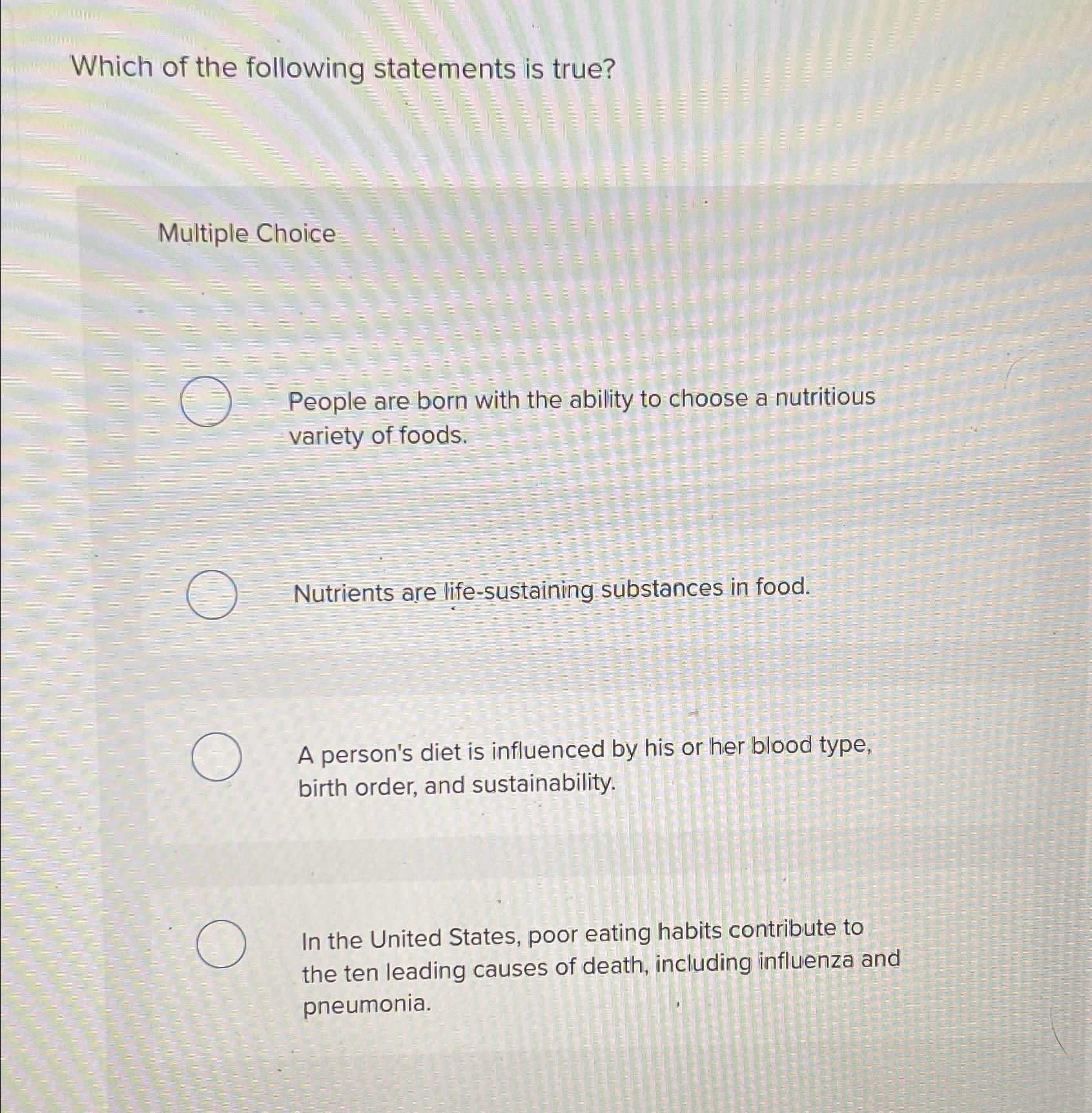 Solved Which of the following statements is true?Multiple | Chegg.com