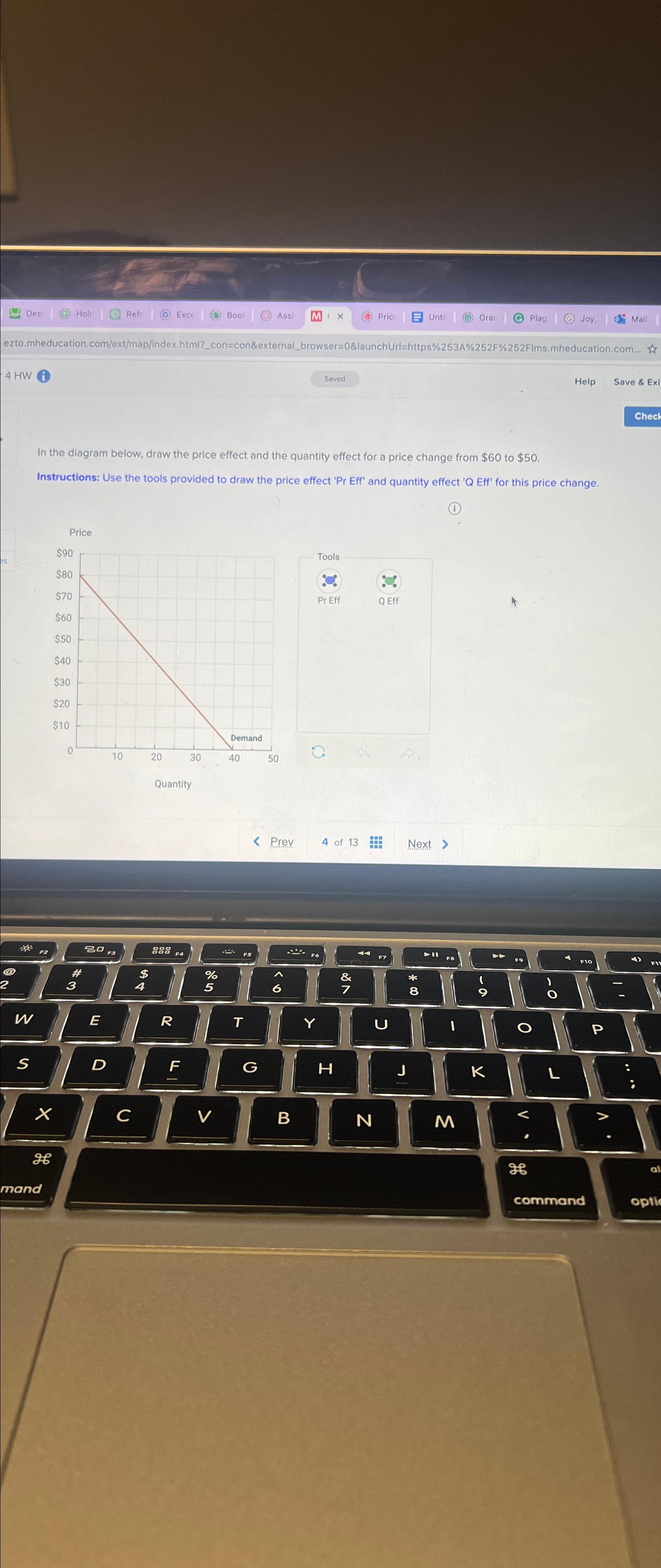 Solved In the diagram below, draw the price effect and the | Chegg.com