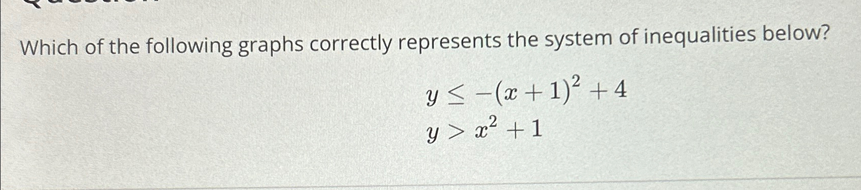 Solved Which of the following graphs correctly represents | Chegg.com