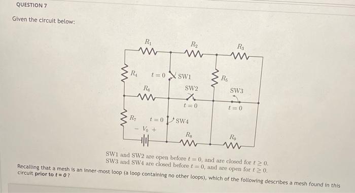 Solved Given the circuit below: SW1 and SW2 are open before | Chegg.com