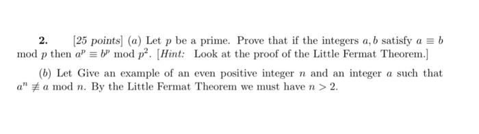 Solved 2. (25 points] (a) Let p be a prime. Prove that if | Chegg.com