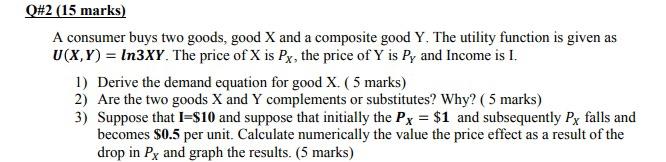 Solved A consumer buys two goods, good X and a composite | Chegg.com