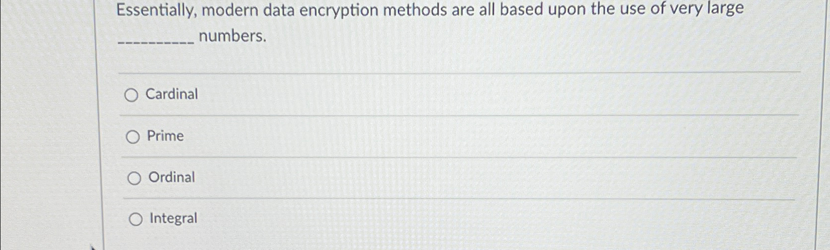 Solved Essentially, modern data encryption methods are all | Chegg.com
