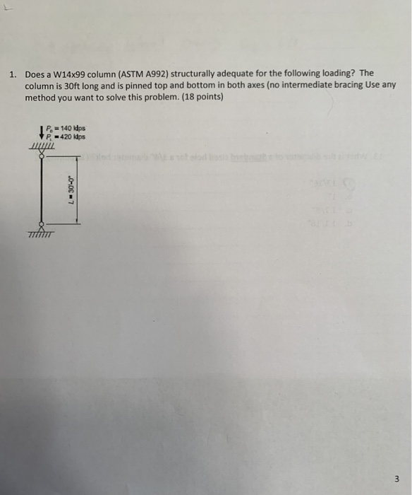 Solved 1. Does a W14x99 column (ASTM A992) structurally | Chegg.com