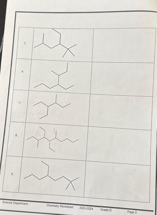 Solved 1. Give the IUPAC name for the following alkane: 1. 2 | Chegg.com