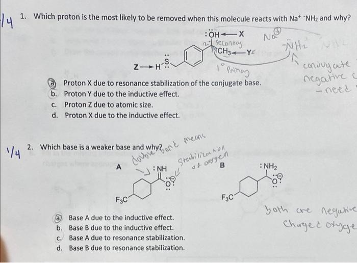 Solved 1. Which proton is the most likely to be removed when | Chegg.com