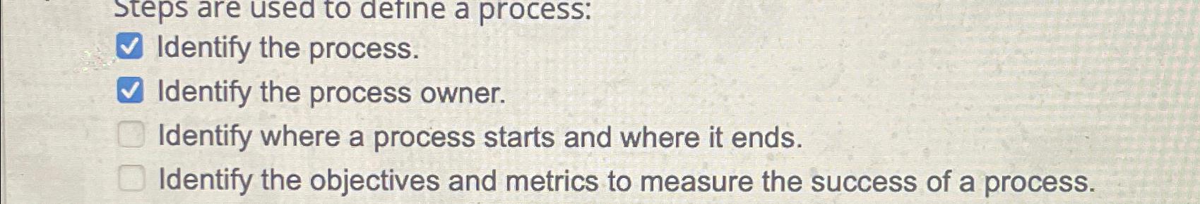 Solved steps are used to define a process:Identify the | Chegg.com