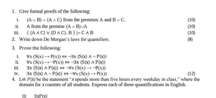 Solved 1. Give formal proofs of the following: 1. | Chegg.com