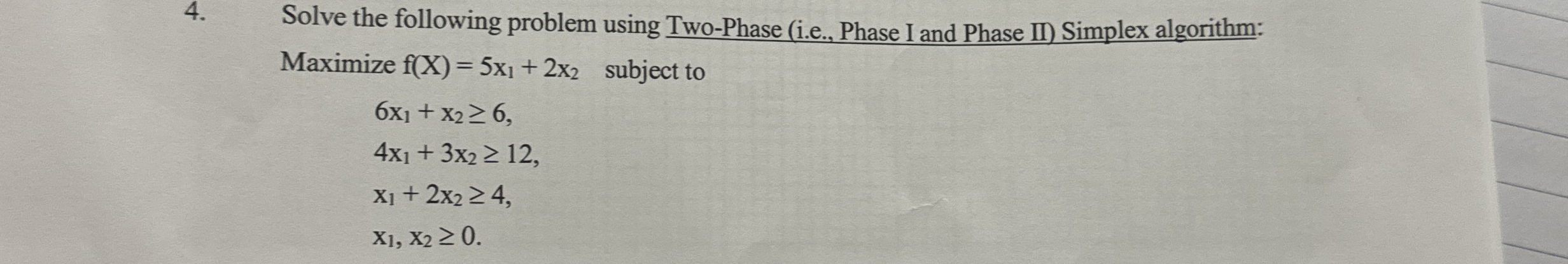 Solved Solve the following problem using Two-Phase (i.e., | Chegg.com