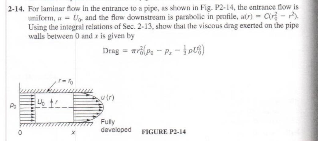 Solved 14. For laminar flow in the entrance to a pipe, as | Chegg.com