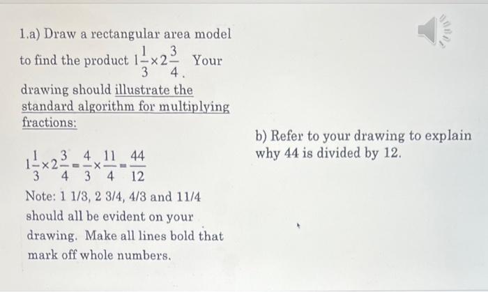 Solved 1.a) Draw a rectangular area model to find the | Chegg.com