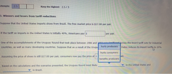 Solved 3. Winners and losers from tariff reductions Suppose | Chegg.com