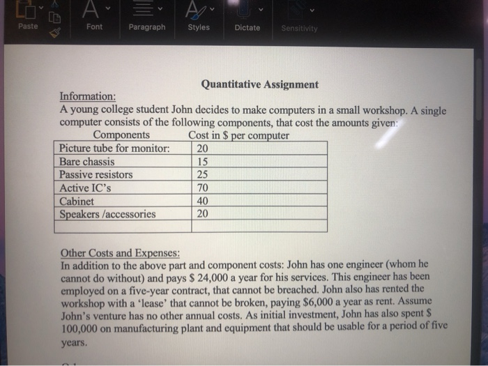 Solved Font Paragraph Styles Dictate Sensitivity | Chegg.com