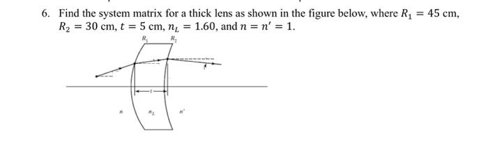 Solved 6. Find the system matrix for a thick lens as shown | Chegg.com