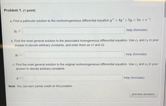 Solved a. Find a particular solution to the nonhomogeneous | Chegg.com