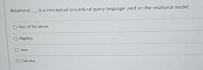 Solved Relational q, ﻿is a conceptual procedural query | Chegg.com