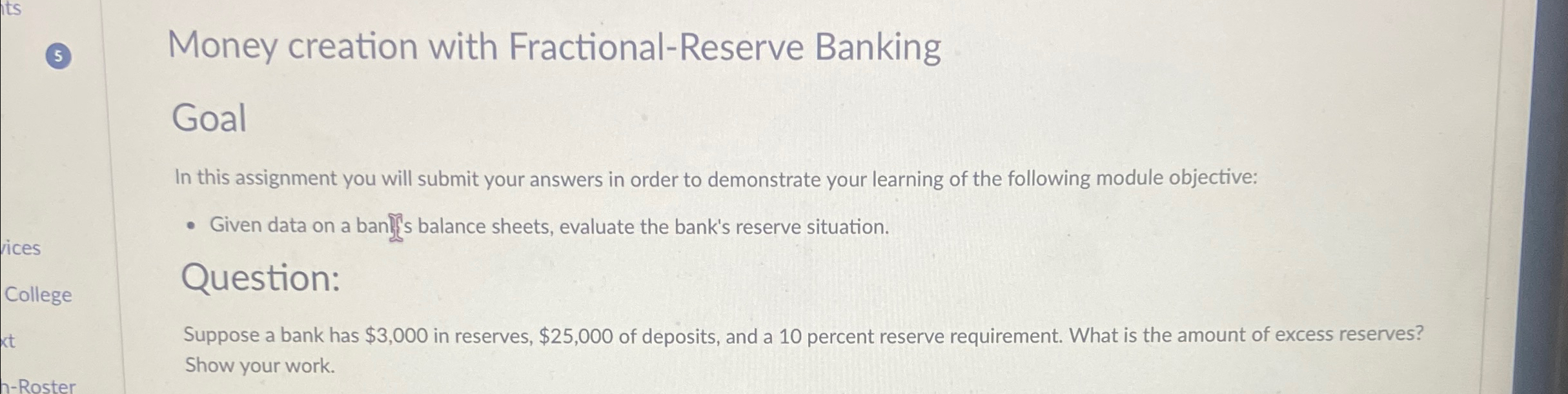 Solved 5Money creation with Fractional-Reserve BankingGoalIn | Chegg.com