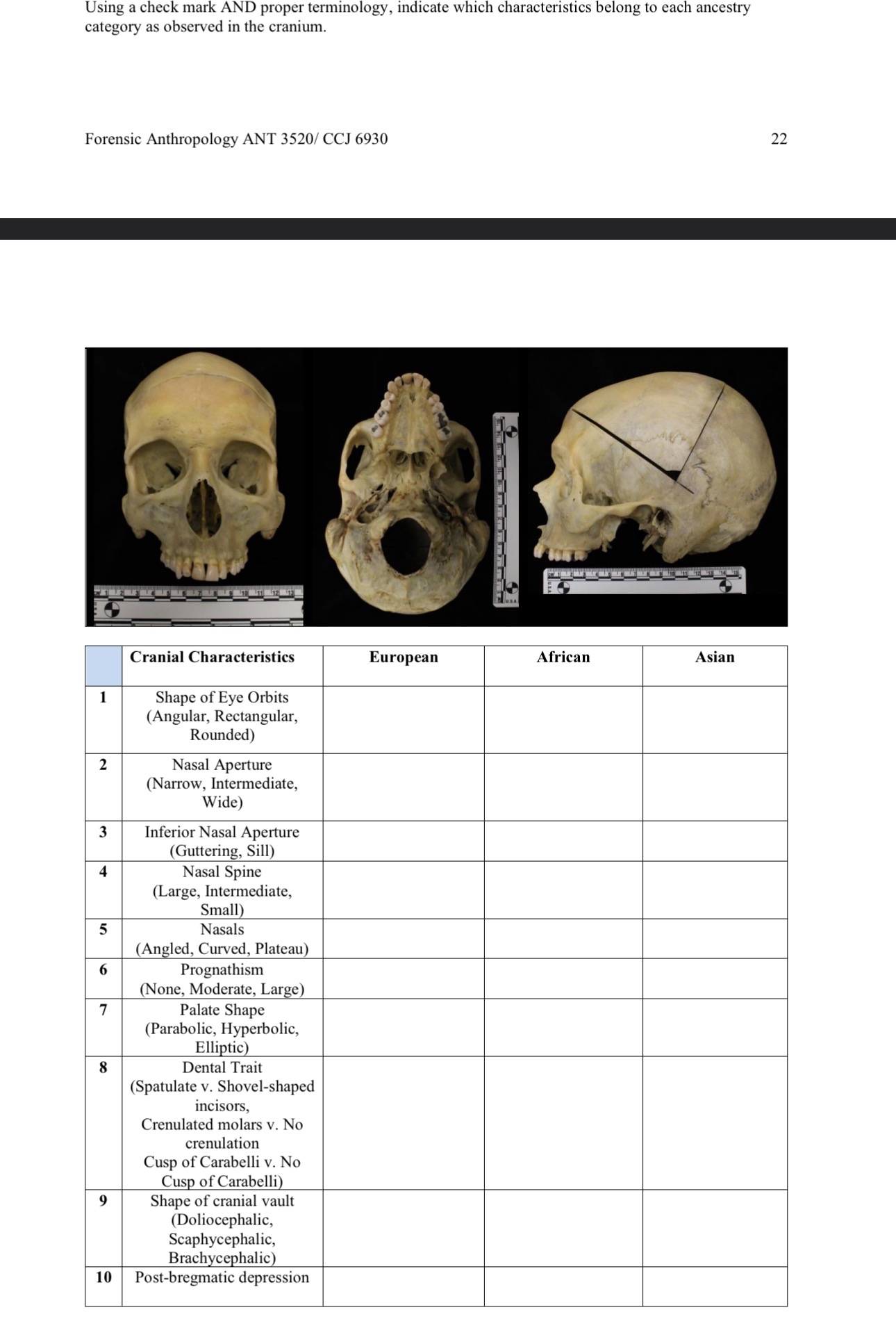 Using a check mark AND proper terminology, indicate | Chegg.com