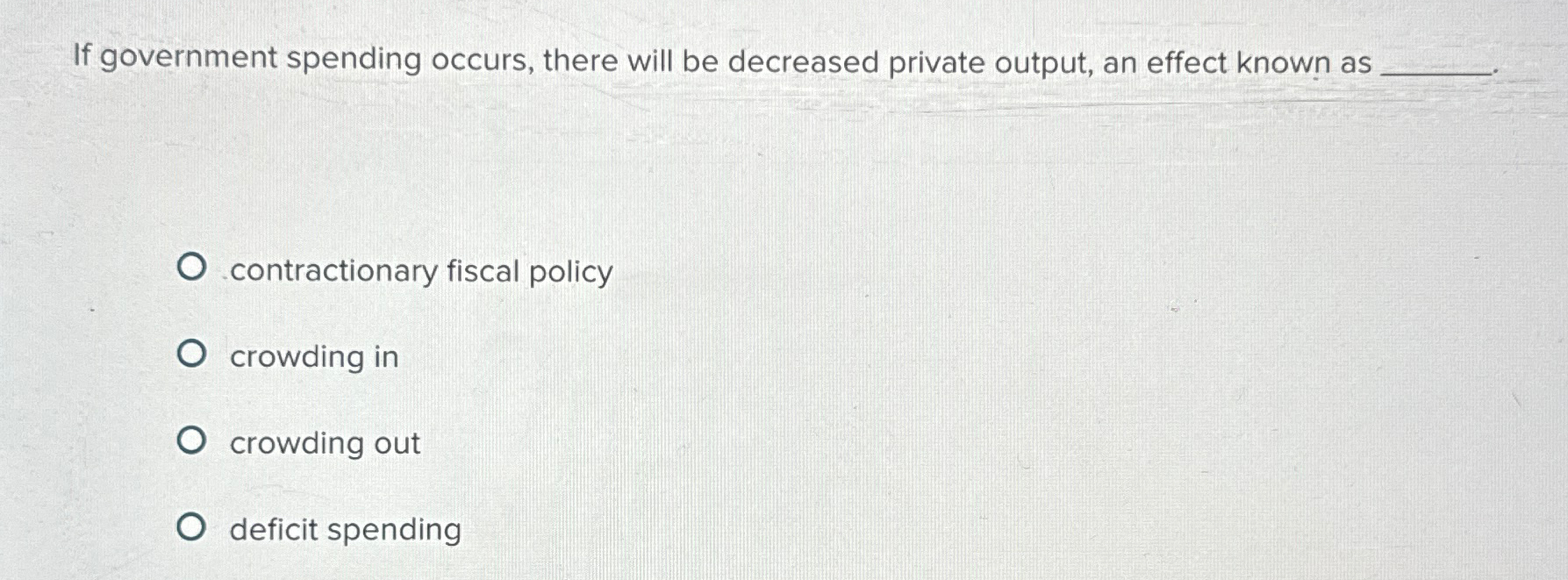 Solved If government spending occurs, there will be | Chegg.com