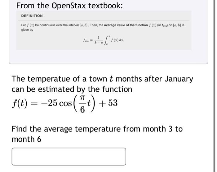 Solved From the OpenStax textbook: DEFINITION Let f(x) be | Chegg.com