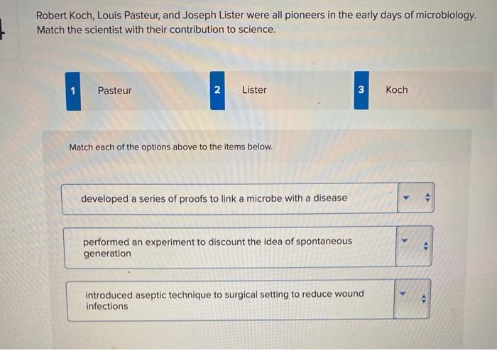 Solved Robert Koch, Louis Pasteur, and Joseph Lister were | Chegg.com