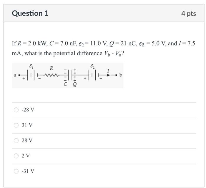 Solved If \\( R=2.0 \\mathrm{~kW}, C=7.0 \\mathrm{nF}, | Chegg.com