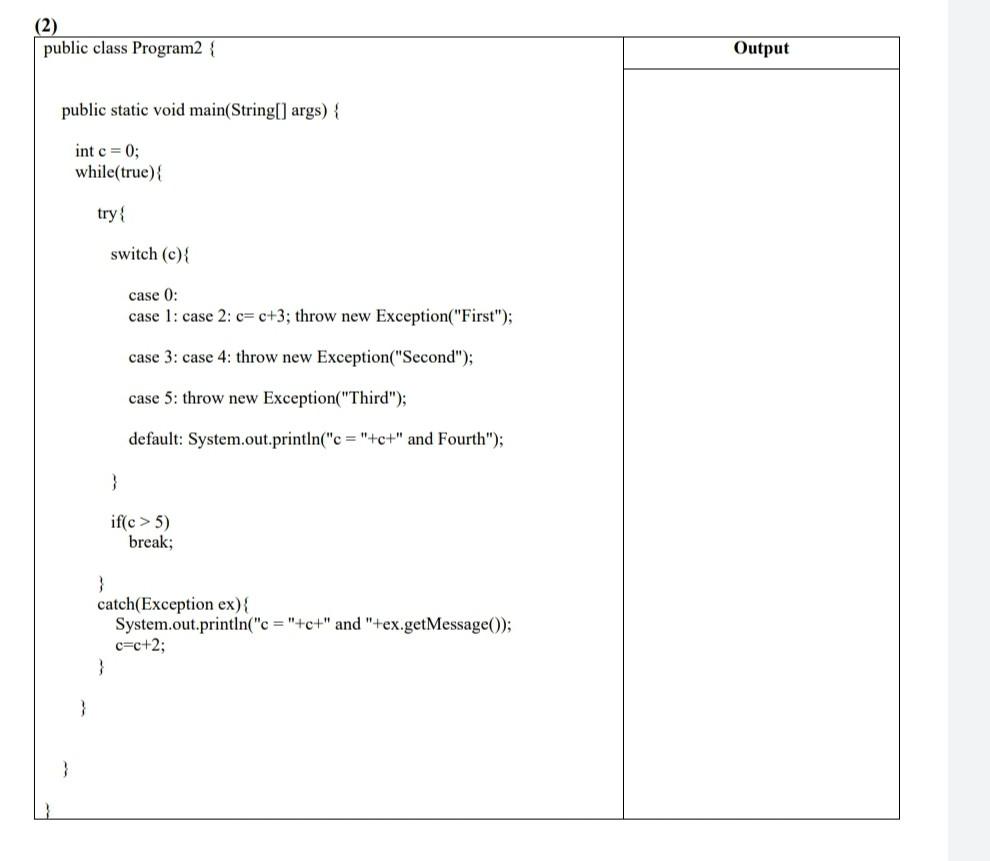 Solved 2 Public Class Program2 Output Public Static Void 