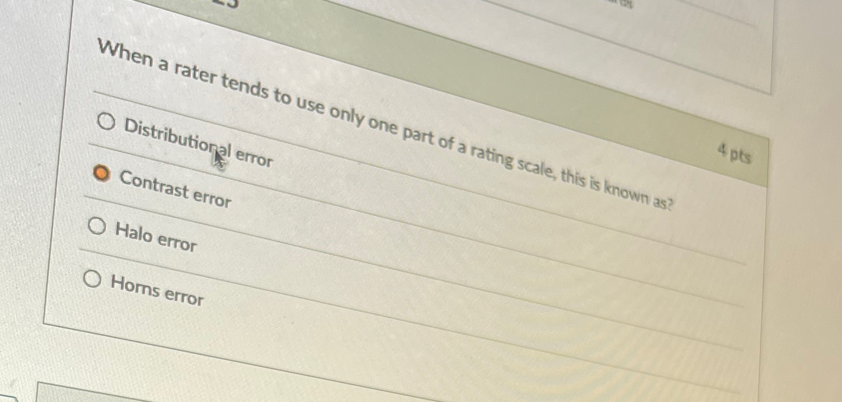 Solved When a rater tends to use only one part of a rating | Chegg.com