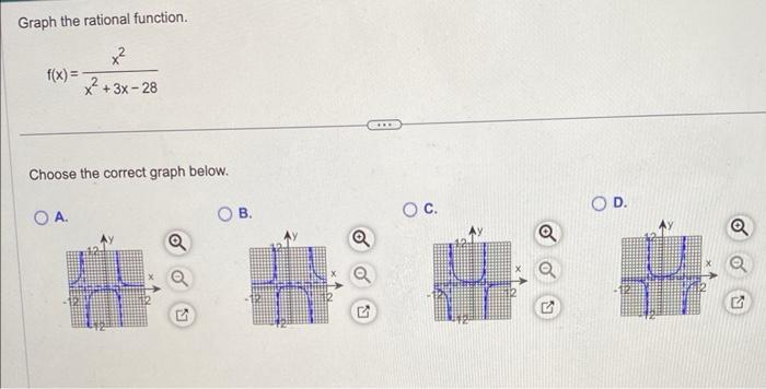 Solved Graph the rational function. f(x)=x2+3x−28x2 Choose | Chegg.com