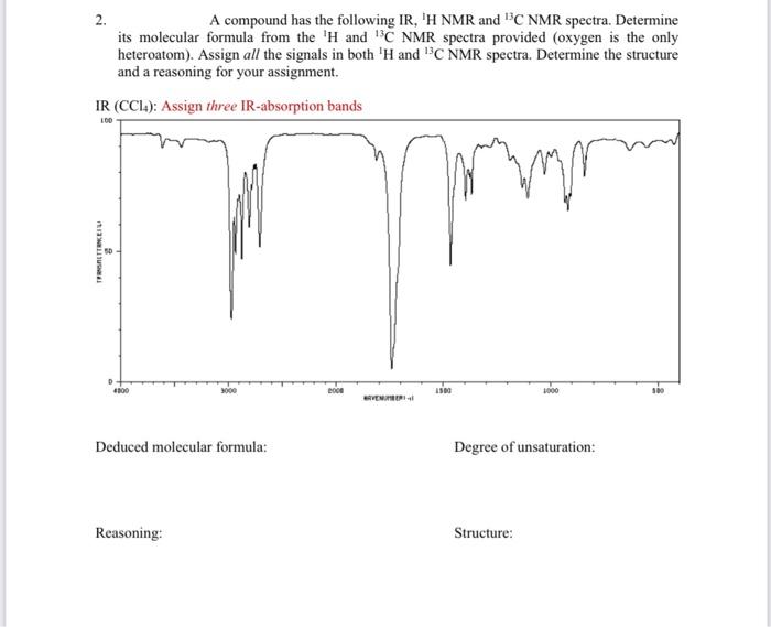 Solved 2. A compound has the following IR, 1H NMR and 13C | Chegg.com