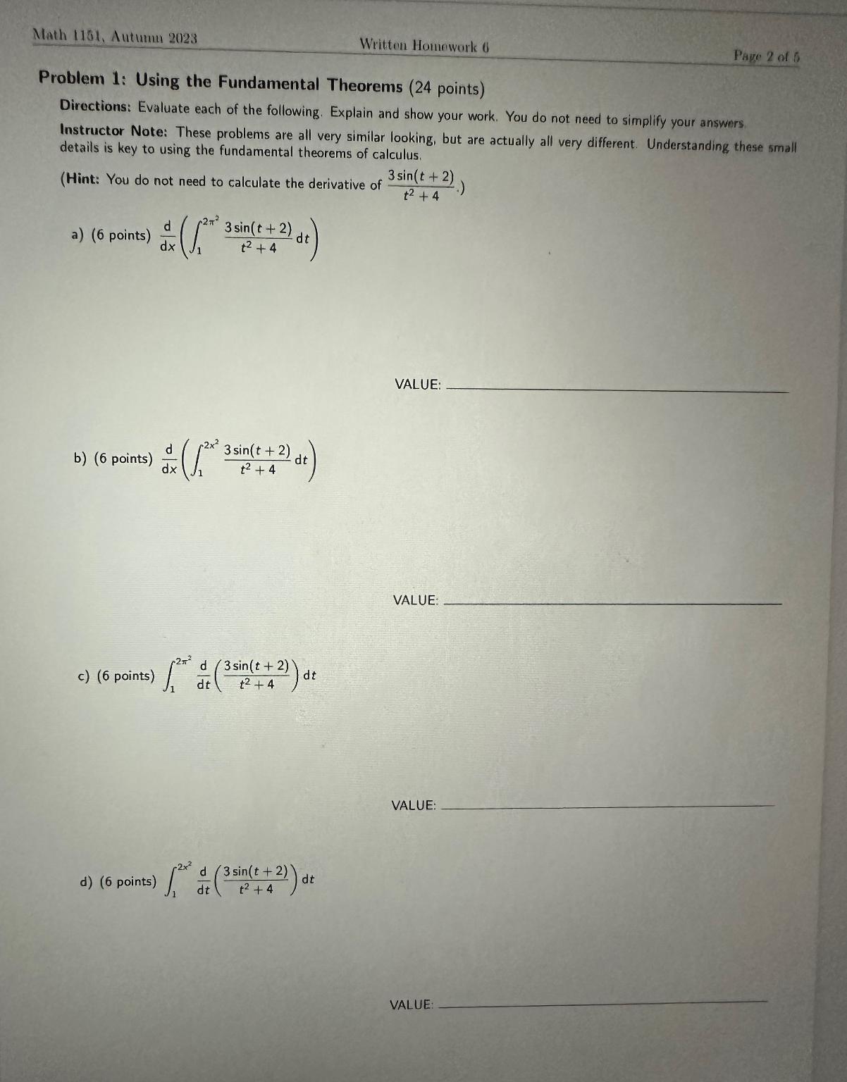 Solved Problem 1: Using the Fundamental Theorems. | Chegg.com
