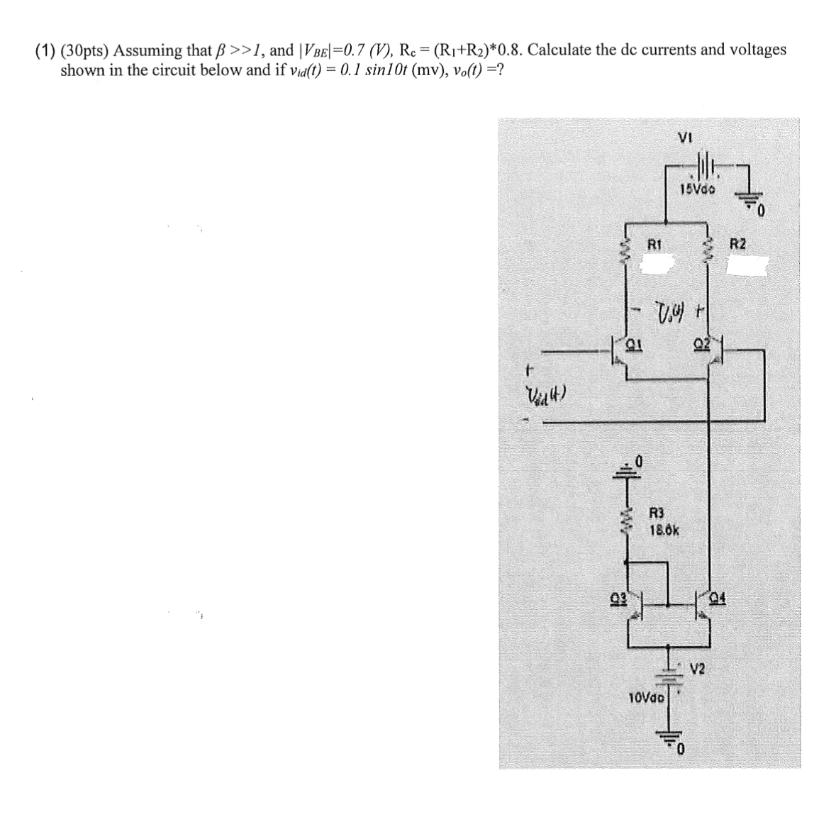 Solved (1) (30pts) ﻿Assuming that β>>1, ﻿and | Chegg.com