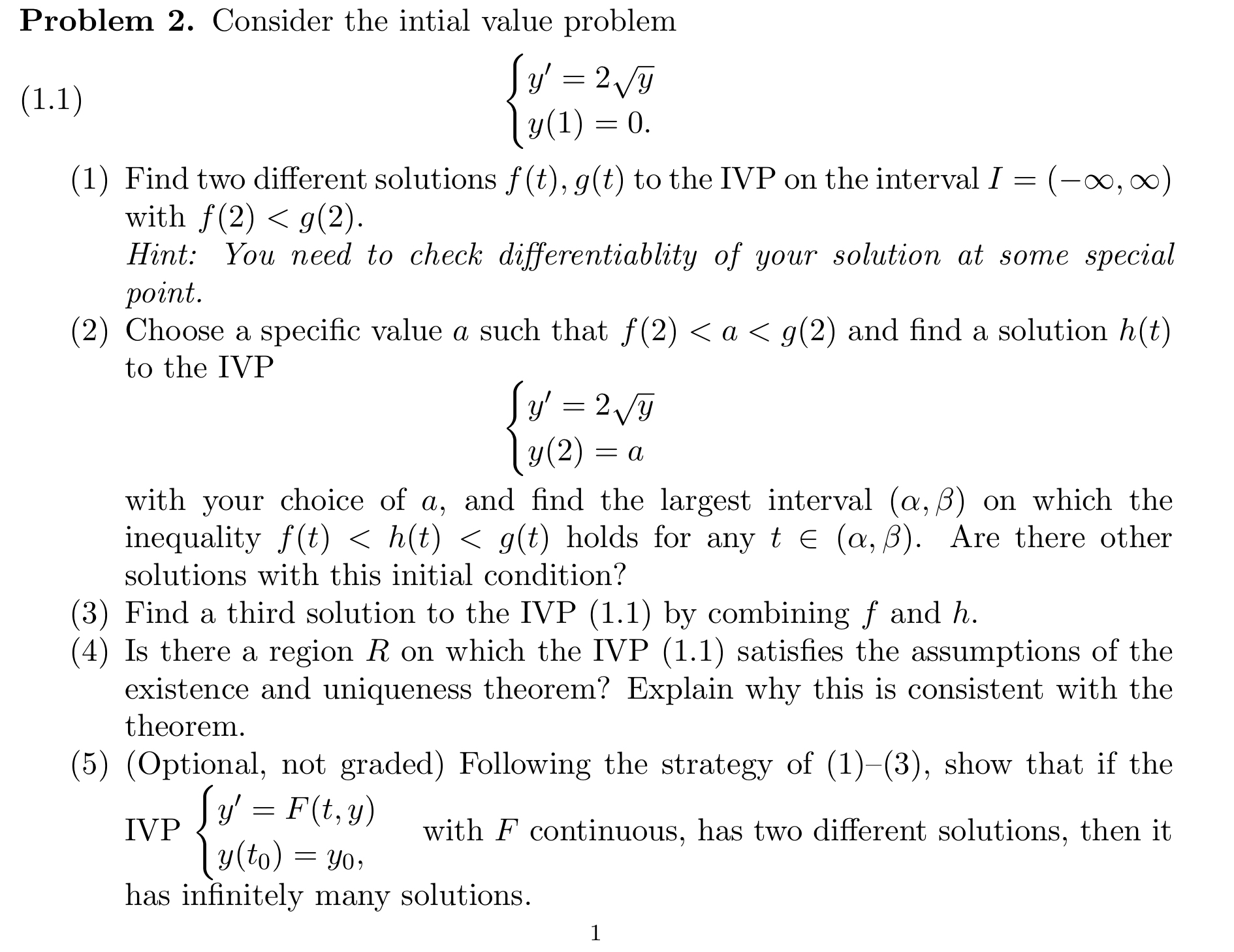 Solved Problem 2. ﻿Consider the intial value | Chegg.com