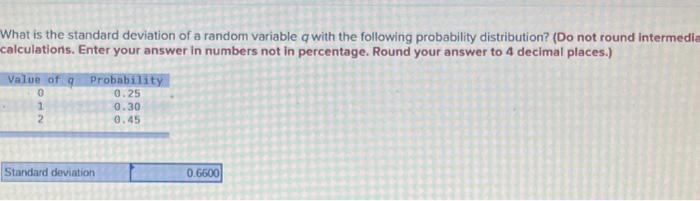 Solved What is the standard deviation of a random variable q | Chegg.com