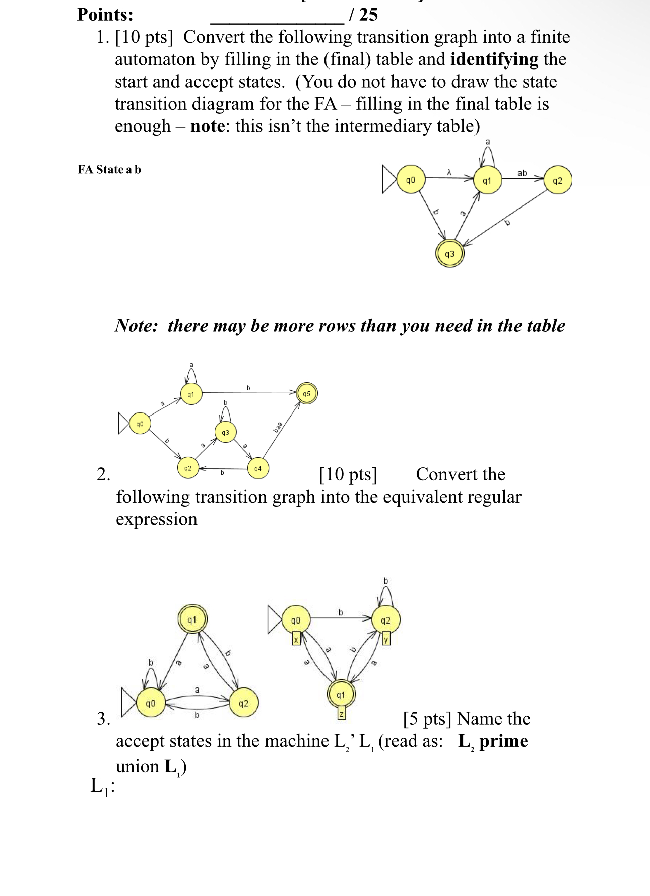 Solved Points:/ 25[10 ﻿pts] ﻿Convert the following | Chegg.com