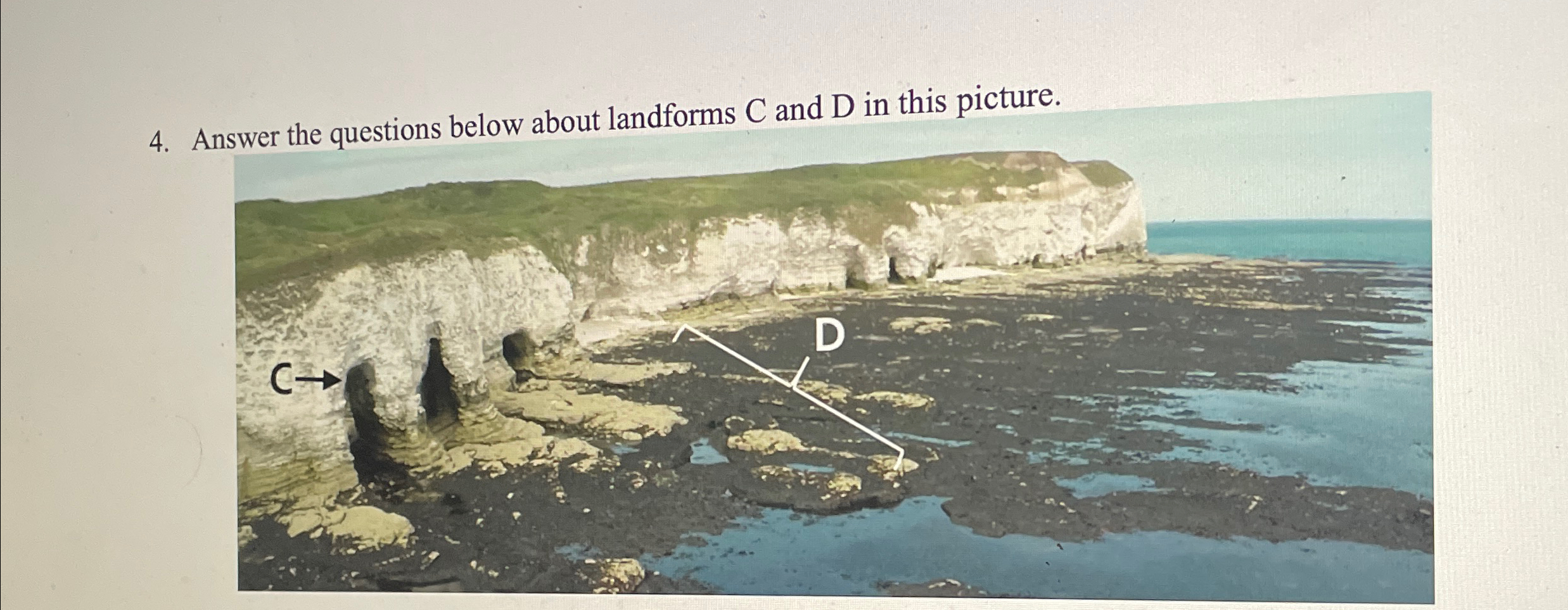 Solved Answer the questions below about landforms C ﻿and D | Chegg.com