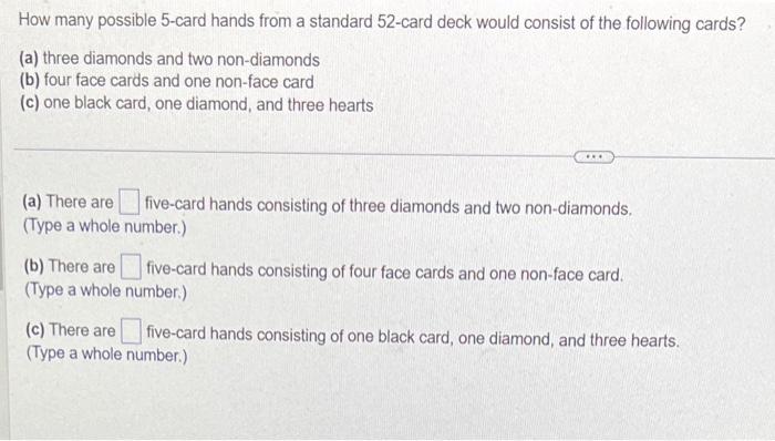 Solved How many possible 5-card hands from a standard | Chegg.com
