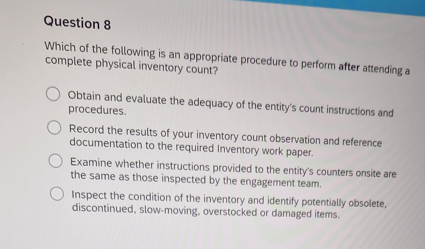 Solved Which of the following is an appropriate procedure to | Chegg.com