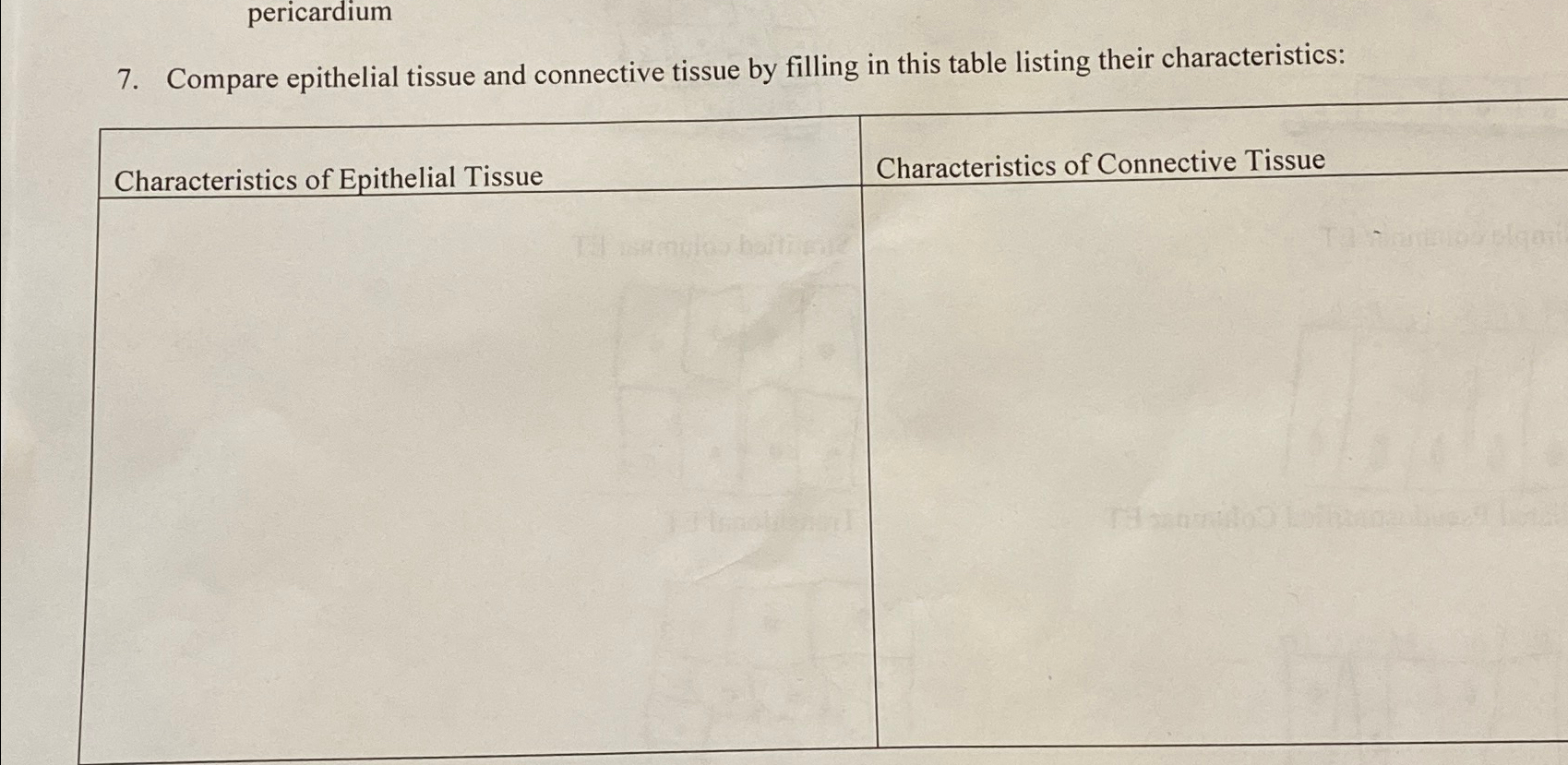 Solved pericardium7. ﻿Compare epithelial tissue and | Chegg.com