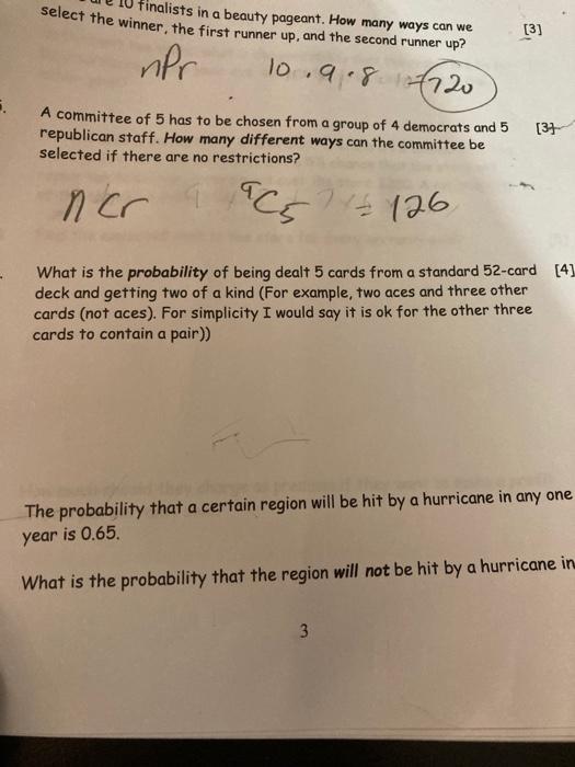 Solved finalists in a beauty pageant. How many ways can we | Chegg.com