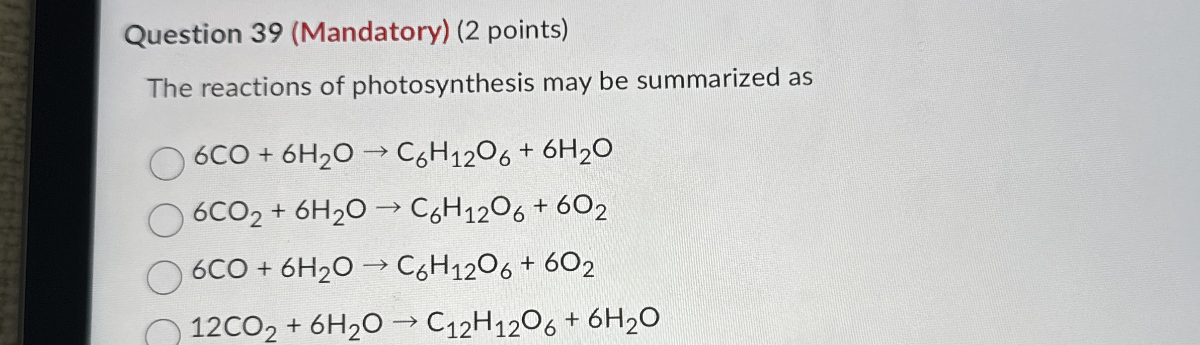 Solved Question 39 (Mandatory) (2 ﻿points)The reactions of | Chegg.com