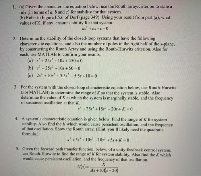 Solved 1. (a) Given the characteristic equation below, use | Chegg.com