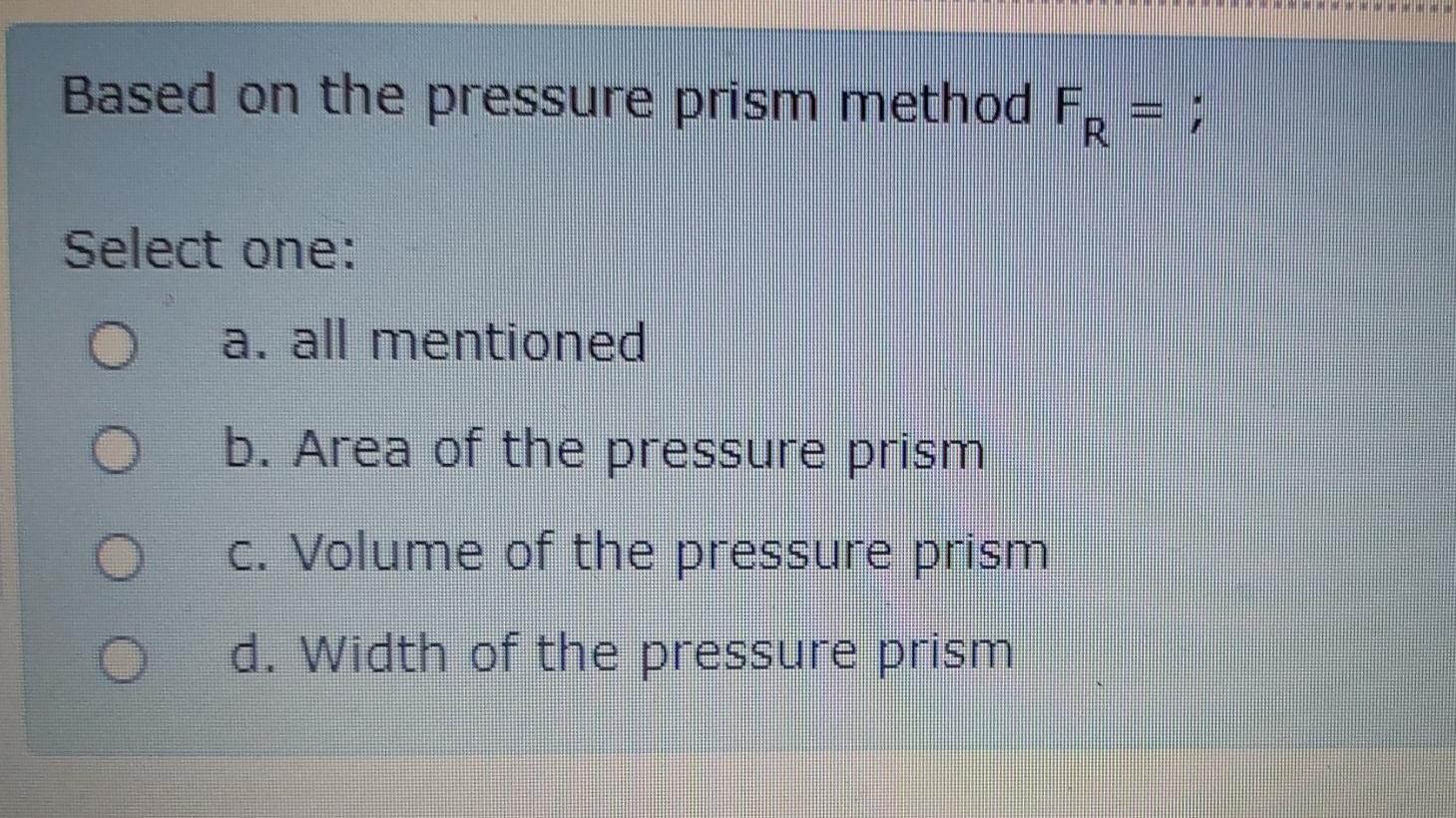 Solved HOMINUM Based on the pressure prism method Fr=; | Chegg.com