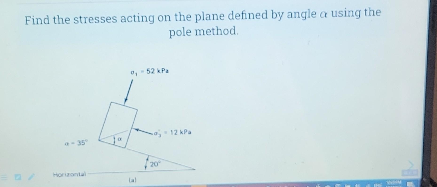 Solved Find the stresses acting on the plane defined by | Chegg.com