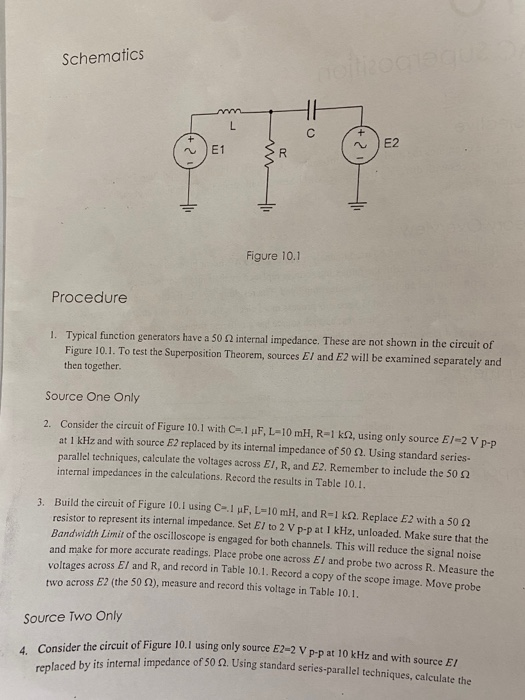 Schematics m mA e + E2 Figure 10.1 Procedure 1. | Chegg.com