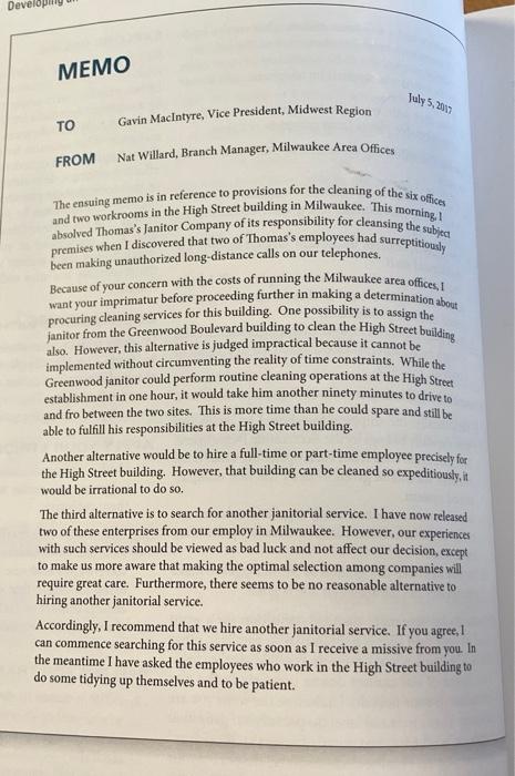 working with another student examine the memo shown | Chegg.com