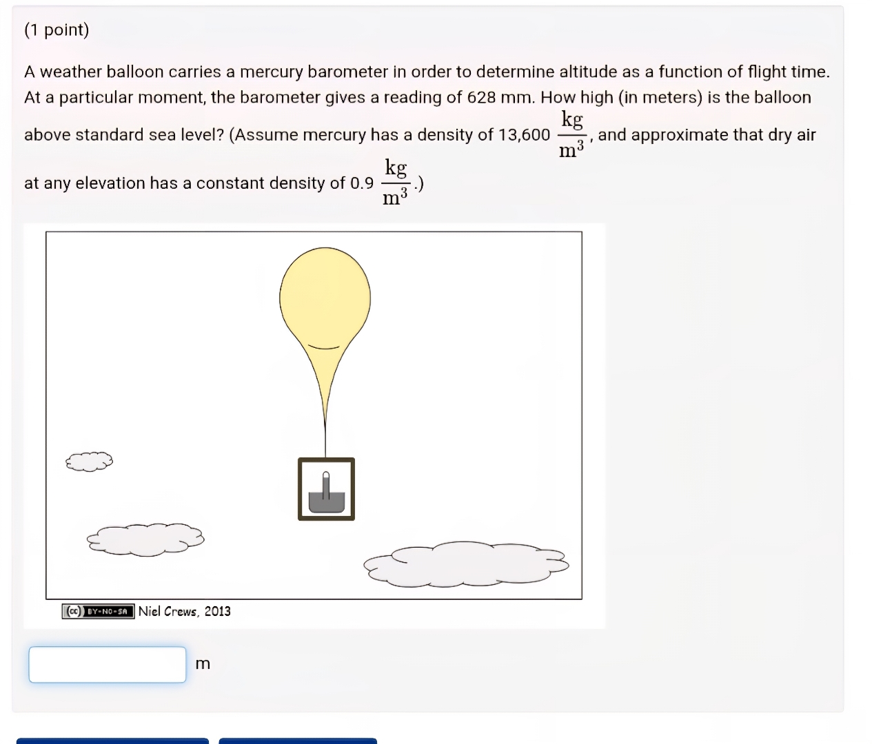Solved (1 ﻿point)A weather balloon carries a mercury | Chegg.com